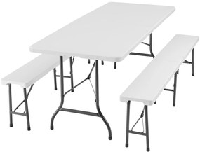 tectake 404527 kempinková sada stolu a lavice - skládací - bílá