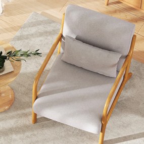 HOMCOM Lounge Křeslo Nordic Křeslo Obývací Pokoj S Rukama Polštář a Rám z Kaučukovníku pro Ložnici Nosnost 120 kg 61x78x76 cm Šedé