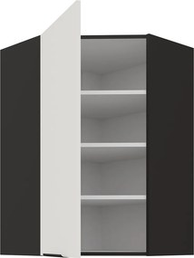 ARIA wb | horní kuchyňská skříňka 60x60 GN-90 1F (45°) rohová s policemi | 60x60 cm | VYSOKÁ | černá/bílá