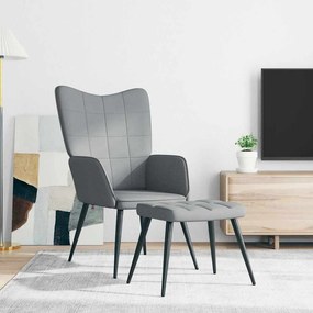 Relaxační židle se stoličkou světle šedá textil 327952