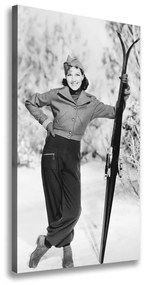 Wallmuralia Vertikální Foto obraz na plátně Žena s lyžema 50x100