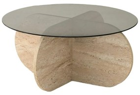 Konferenční stolek Bubble Travertine s tmavým sklem