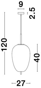 Nova Luce Závěsné svítidlo LATO opálové sklo antický mosazný kov černý kabel E27 1x12W