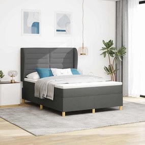 Postel s boxspringem s matrací Tmavě šedá 200 x 140 cm textil 3340691