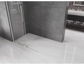 Mexen Velar, sprchová zástěna s posuvnými dveřmi Walk-in 90 x 200 cm, 8mm čiré sklo, broušená ocel, 871-090-000-03-97