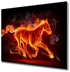 Skleněná krájecí deska Kůň v plamenech 60x52 cm