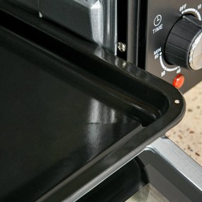 HOMCOM Mini trouba 21L, 3 režimy pečení, 100°C-230°C, 1400W, nerez a sklo, černá+stříbrná, 46.4x38x28.5cm