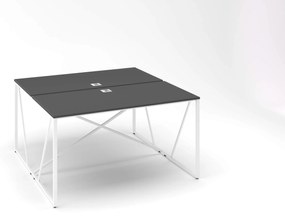 Psací stůl Dvoumístný Lenza PROX 138/67 Dekor stolové desky: černý grafit, Barva podnože: bílá
