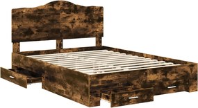Rám postele s čelo Kouřový dub 140 x 190 cm Kompozitní dřevo 3413607
