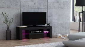 Mazzoni TV stolek MILA lesk 110 LED černá, černá zásuvka