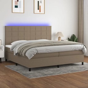 Box spring postel s matrací a LED taupe 200x200 cm textil