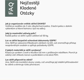 Uzamykatelná úklidová skříň šedá DAWID 900 x 1850 x 450 mm