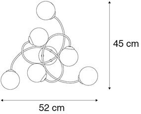 Moderní stropní svítidlo černé 6-světlo s kouřovým sklem - Atény