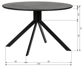 Jídelní stůl sonny ø 120 cm černý MUZZA