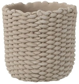 Šedý cementový obal na květináč ve tvaru košíku - Ø 29,5*28 cm