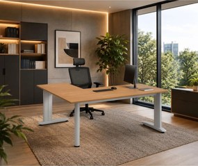 Rohový kancelářský stůl PRIMO FLEXIBLE, 180x180 cm, ořech