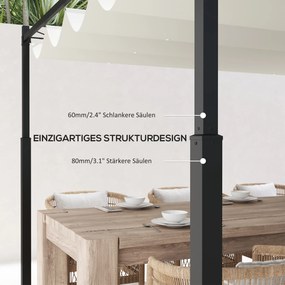 Outsunny pergola cca 3x3m, kovová střecha na terasu, zahradní pavilon s nastavitelnou střechou, volně stojící, UV ochrana 30+, na terasu a zahradu, k…