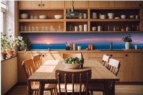 DIMEX | Fototapeta do kuchyně Slunce nad horizontem KI-420-192 | 420 x 60 cm | modrá, růžová, žlutá