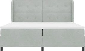 Postel s boxspringem s čelo Světle šedá 200 x 200 cm samet 3340946