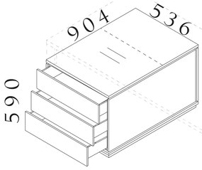 Kontejner Creator 90,4 x 53,6 cm, 2-modulový - levý, bílá / antracit