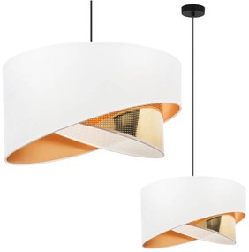 Závěsné svítidlo Asti Duo2, 1x PVC/bílé textilní stínítko, (fi 45cm), g, b