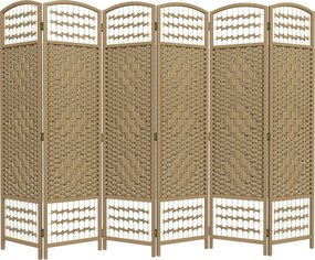 HOMCOM 6-panelový paraván 240x170 cm skládací dělicí stěna s papírovým provázkem a dřevěným rámem pro ložnici a obývací pokoj | Aosom