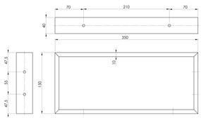 Sapho Podpěrná konzole 350x150x40mm, lakovaná ocel, zlato mat, 1 ks - 30366