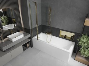 Mexen Flip, vanová zástěna 1-křídlová 80 x 150 cm, otočné křídlo, 6 mm čiré sklo, zlatý profil, 894-080-101-50-00