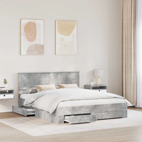 Rám postele s čelo Betonově šedá 160 x 200 cm Kompozitní dřevo 3410873