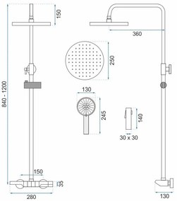 Rea Savio, nástěnný sprchový set s ruční sprškou, grafitová matná, REA-P8412