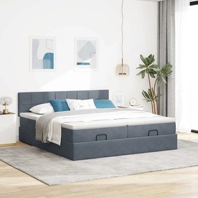 Osmanský rám postele s matracíes tmavě šedá 180x200cm samet 3312075