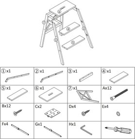 Skládací žebřík, nízký, bambus, 63,5 cm