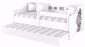 Dvojitá dětská postel LULU 160x80 cm Hrošík - Bílá