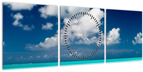 Obraz - Tropická pláž (s hodinami) (90x30 cm)