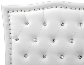 Bílá kožená postel Chesterfield 180x200 cm METZ Beliani