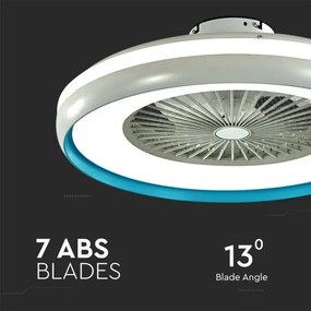 LED Stropní svítidlo s ventilátorem LED/45W/230V 3000/4000/6500K modrá
