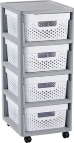 Curver INFINITY Dots Regál se zásuvkami 4x11l bílo-šedá