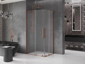 Mexen Velar L Duo, sprchový kout s posuvnými dveřmi 100 x 90 cm, 8mm sklo námraza, růžové zlato, 871-100-090-02-33-60