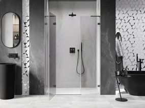 Mexen Lunar L, levé otočné sprchové dveře 140 cm, 8mm čiré sklo, broušený grafit profil, 834SL-140-050-66-00-L