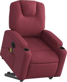 Elektrické zvedací masážní polohovací křeslo vínové textil 3204407