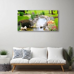 Obraz na skle Zahrada Jezero Příroda 125x50 cm