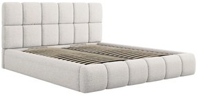 OnaDnes -20% Světle šedá čalouněná dvoulůžková postel MICADONI Bellis 160 x 200 cm
