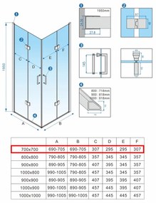 BPS-koupelny Čtvercový sprchový kout HYD-SK08A 70x70 zlatý/transparent - bez vaničky