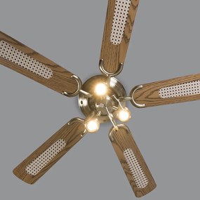 Bronzový stropní ventilátor s dřevem 110 cm 3-světla s tahovým spínačem - Mistral