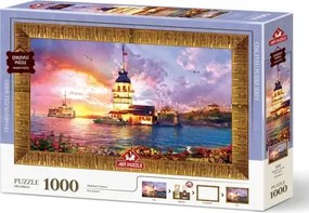 ART PUZZLE 5665 Puzzle s rámem a lepidlem 3v1 Dívčí věž / 1000 dílků /