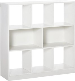 HOMCOM Knihovna s 8 Přihrádkami, Moderní Policový Stojan do Obývacího Pokoje, Ložnice, Kanceláře 97,5x30x100 cm Bílý | Aosom