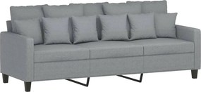 3místná pohovka s podnožkou světle šedá 180 cm textil 3201089