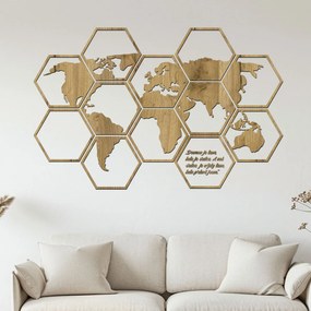dřevo života Dřevěná mapa světa Hexagon Zvolte barvu dekoru: Dub zlatý, Rozměry šxv (cm): 147x95