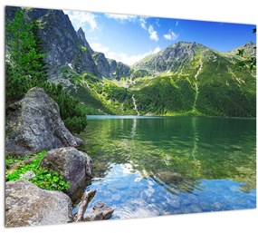 Skleněný obraz jezera v Tatrách (70x50 cm)