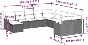 11dílná zahradní sedací souprava s polštáři černá polyratan 3226568